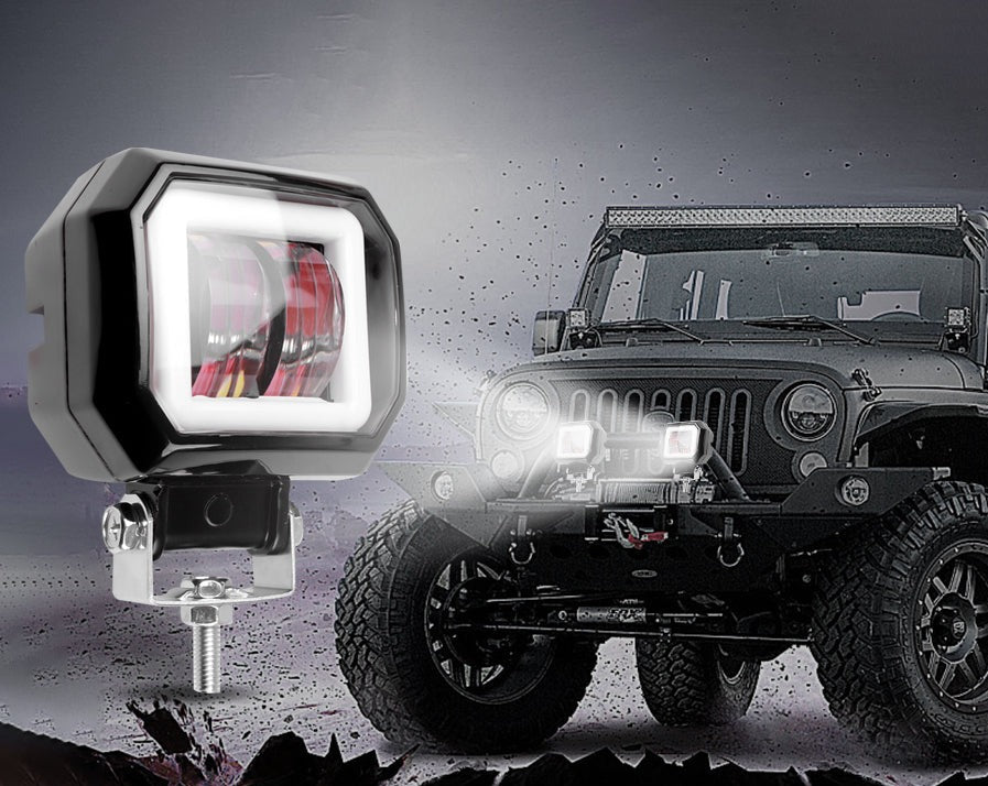 Square LED Portable Spotlights Angel Eyes 3 Inch – ShedAutos.PK