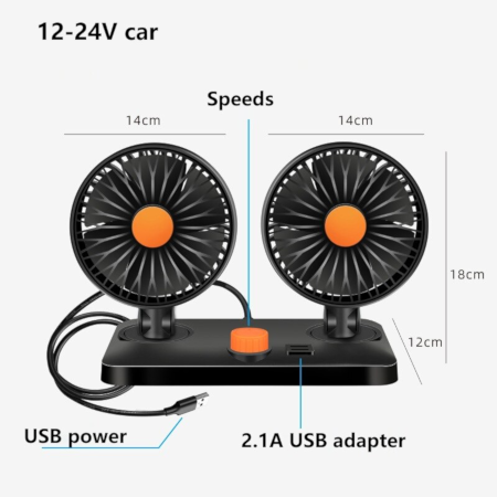 COOLING FAN 360 DEGREE ADJUSTABLE WITH DUAL HEAD USB – ShedAutos.PK