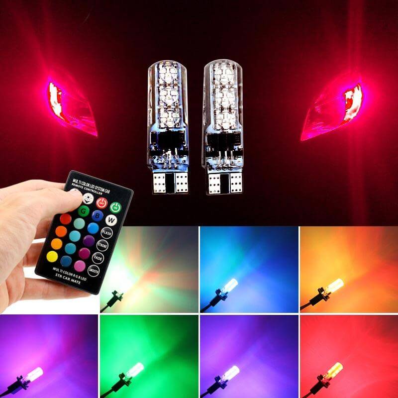 Multi Color LED Car Parking Light Bulbs With Remote Control – ShedAutos.PK