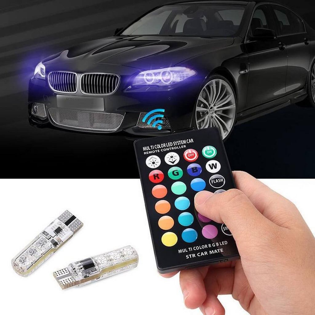 Multi Color LED Car Parking Light Bulbs With Remote Control – ShedAutos.PK